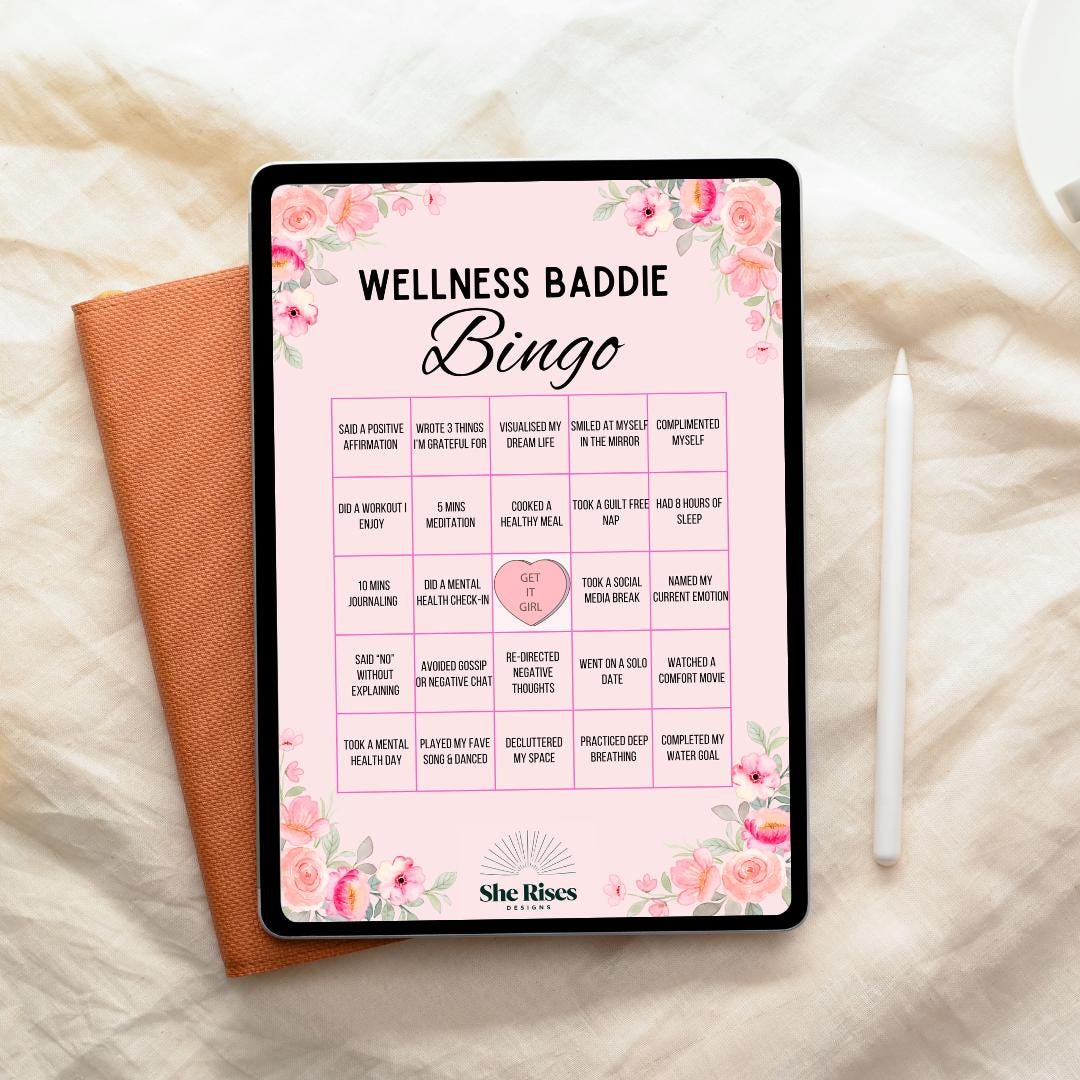 Printable Wellness Baddie Bingo Card - Boost Your Self-care and Self ...