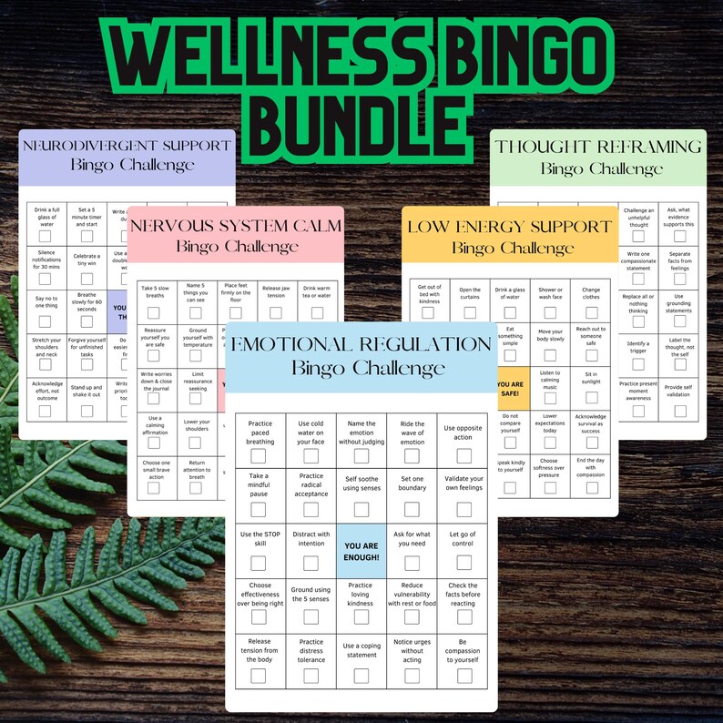 Mental Wellness Bingo Bundle Printable | Neurodivergent Support ...