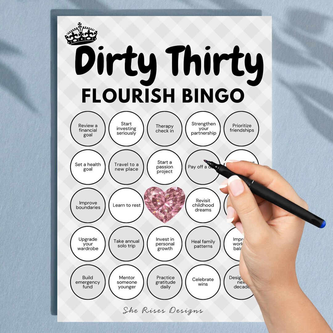 Dirty Thirty Flourish Bingo Printable, 30th Birthday Party Game - Etsy