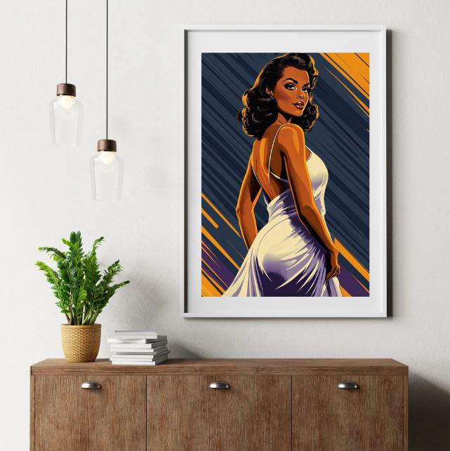 Glamorous Curvy Retro Woman Poster, Unique Pop Art Illustration, Bold ...