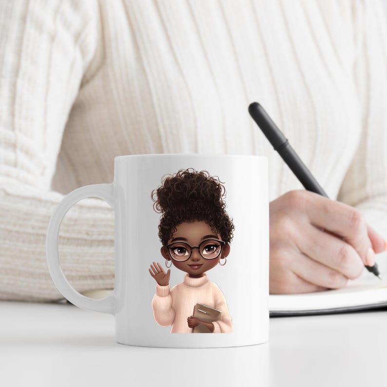 Black Therapist Chibi Clip Art, Black Mental Health Graphics (digital ...