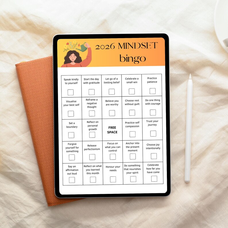 2026 Mindset Bingo Card Printable | New Year Growth Mindset Worksheet ...