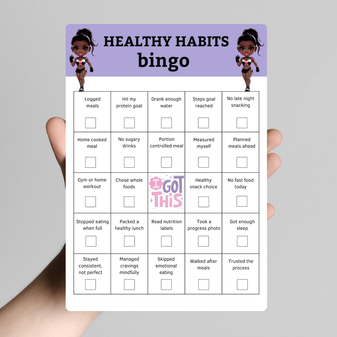 Healthy Habits Bingo Printable | Weight Loss Tracker Game | Nutrition ...