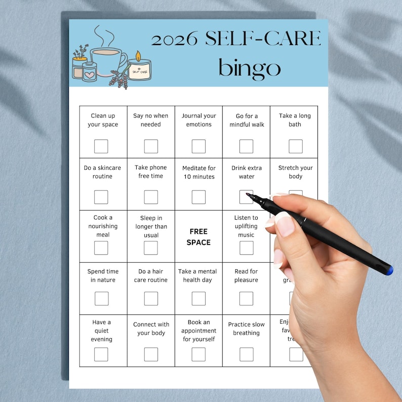 Self Care Bingo 2026 Printable, Wellness Challenge, Daily Habit Tracker ...
