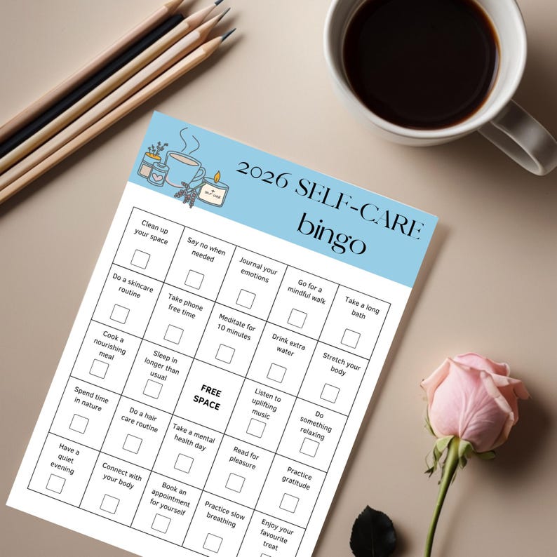 Self Care Bingo 2026 Printable, Wellness Challenge, Daily Habit Tracker ...