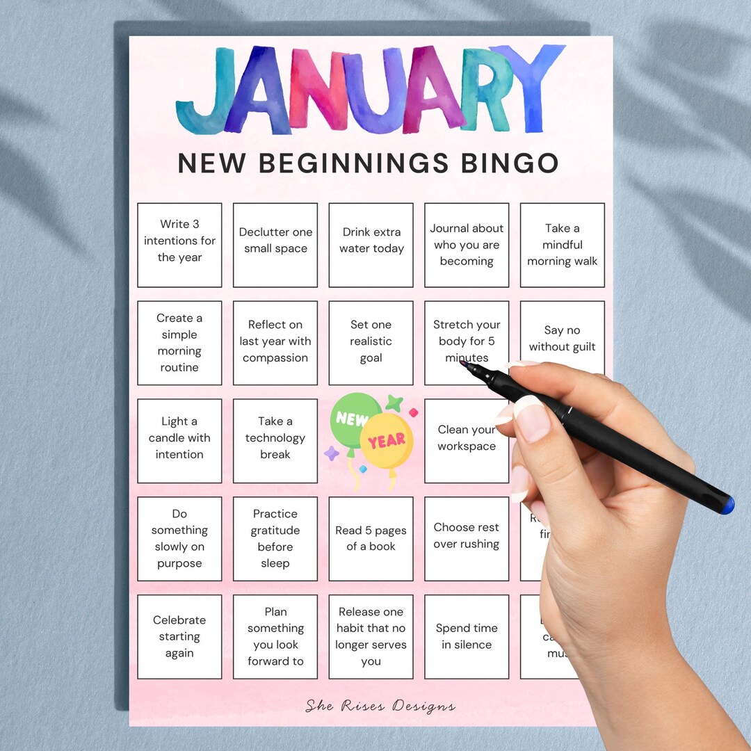 January Bingo Challenge | Mindful Self Care Bingo | Printable Wellness ...