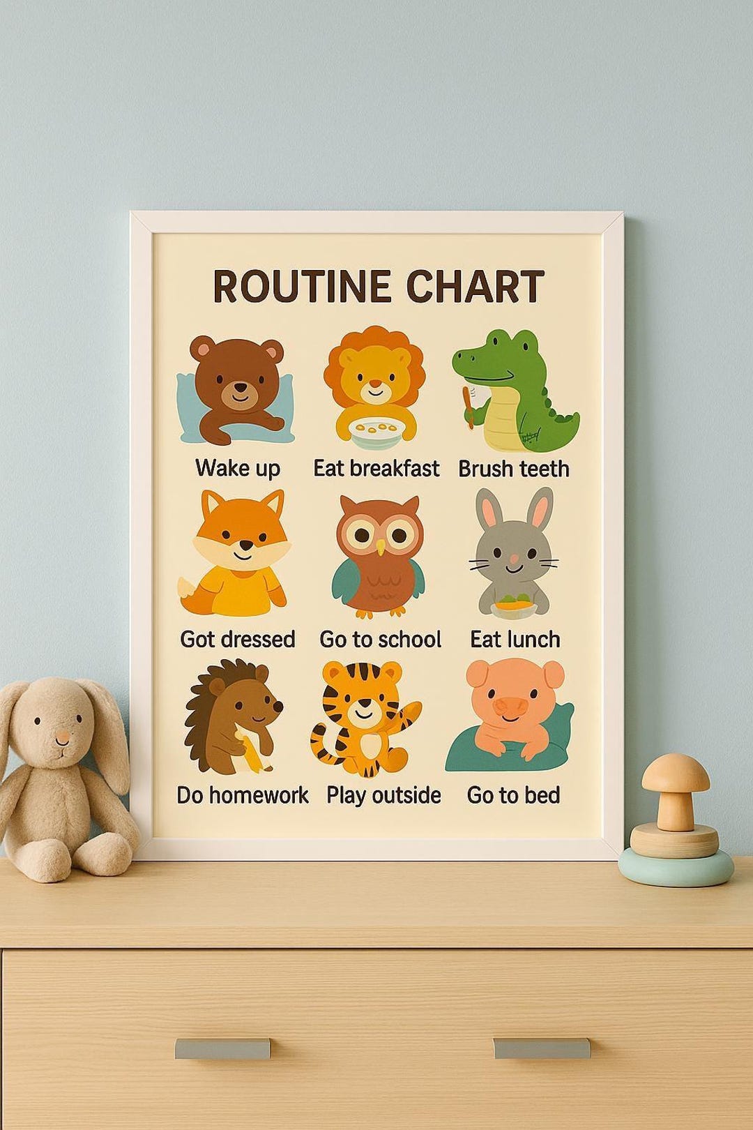 Printable Kids Routine Chart | Daily Schedule With Cute Animals ...