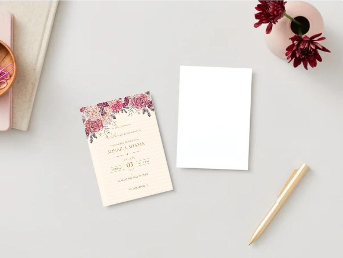Editable Walima Invitation | Muslim Wedding Reception Invite | Islamic ...