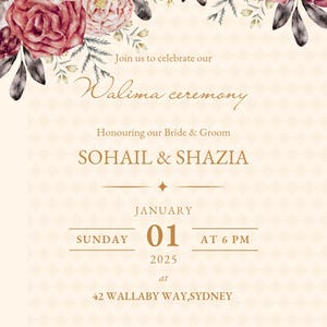 Editable Walima Invitation | Muslim Wedding Reception Invite | Islamic ...