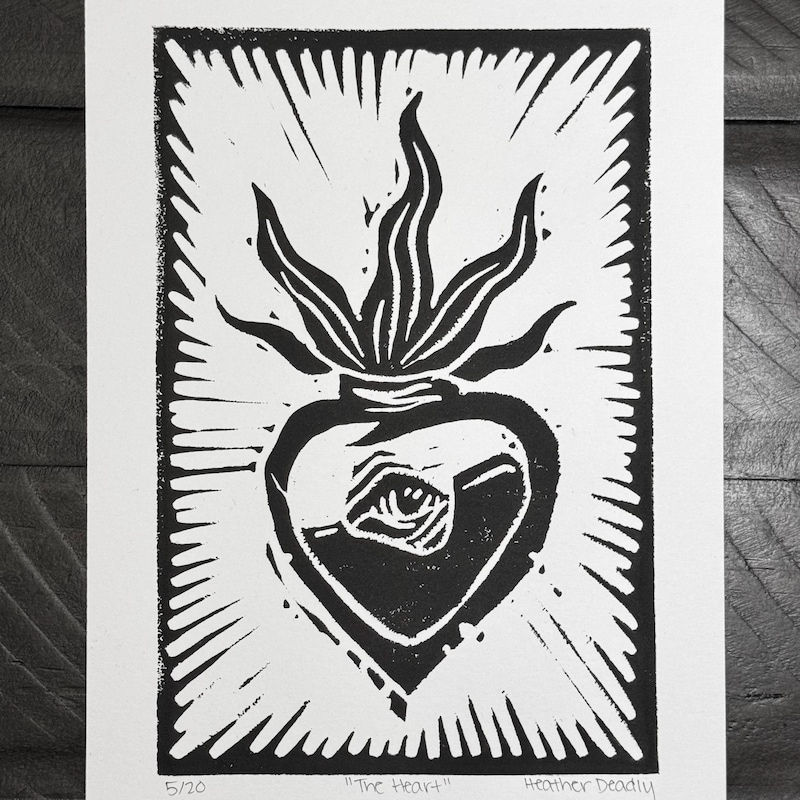 Heart Linocut - Etsy