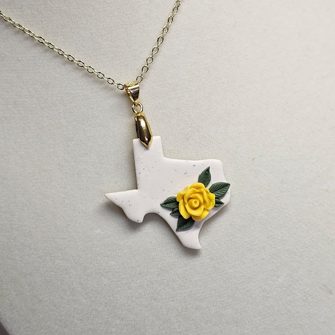 Yellow Rose of Texas Necklace Lone Star State Pendant Texas Jewelry ...