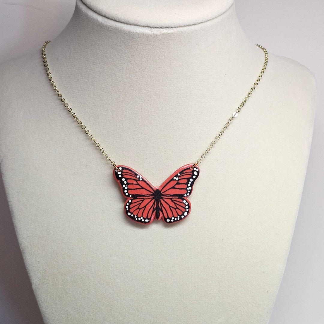 Monarch Butterfly Necklace Hand Painted Monarch Pendant Texas Jewelry ...