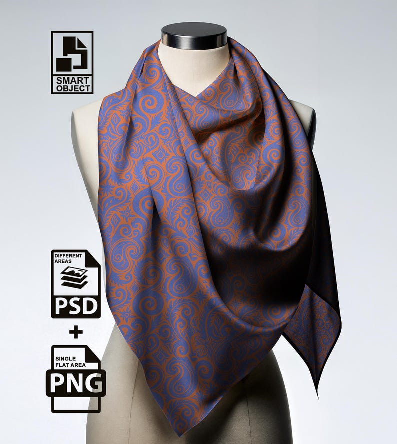 Scarf Mockup PSD – Editable Mannequin Bandana & Silk Scarf Template for ...