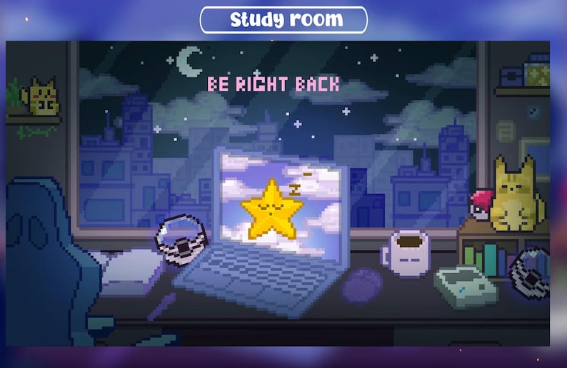 Animated Screen Lofi Pixel Study Room , Poke - Pixel Cute Room With ...