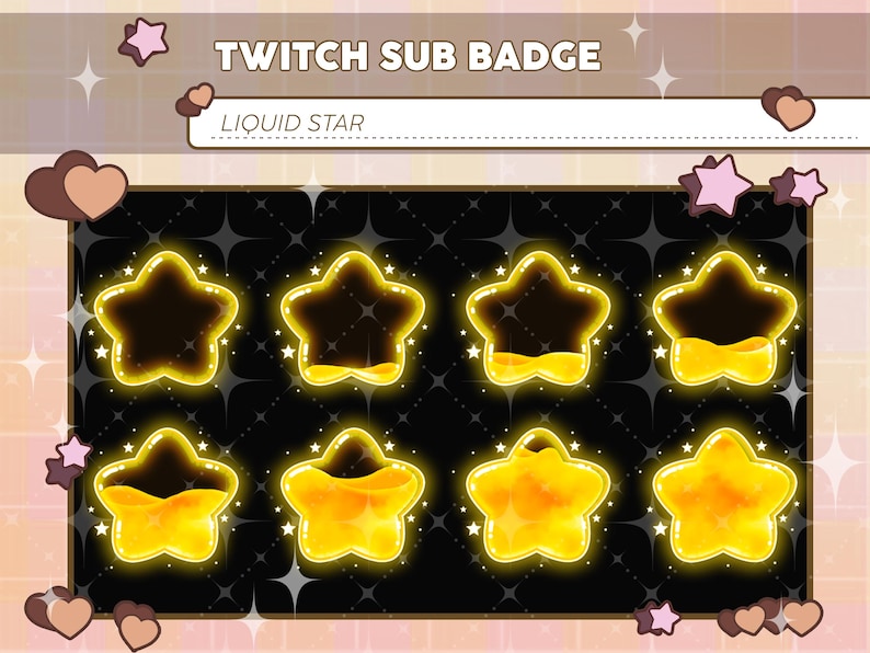 Liquid Gold Star Sub Badges, Twitch Emotes (digital Download) - Etsy