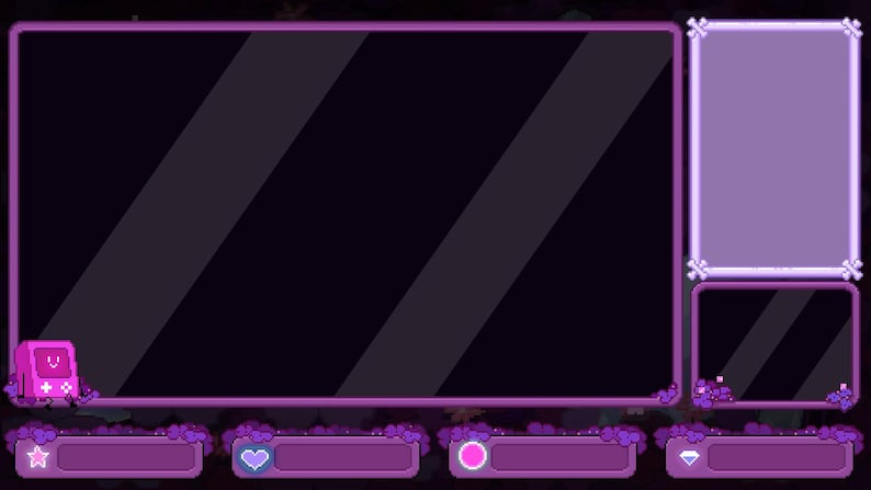 Lofi Pixel Pink Clover Stream Overlay Package, Animated Nintendo ...