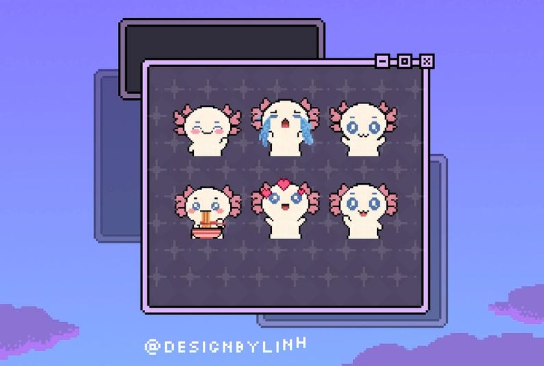 Cute Axolotl Pixel Art Animated Stream Emote, Anim Adorable Animal ...