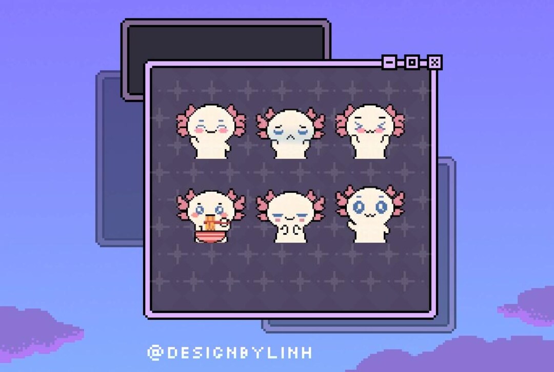 Cute Axolotl Pixel Art Animated Stream Emote, Anim Adorable Animal ...