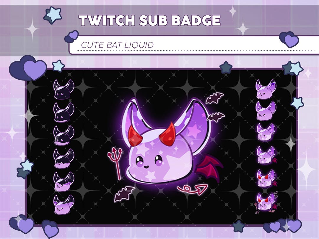 Cute Purple Liquid Bat Sub Badge, Kawaii Evil Bat Bit Badge, Vampire ...