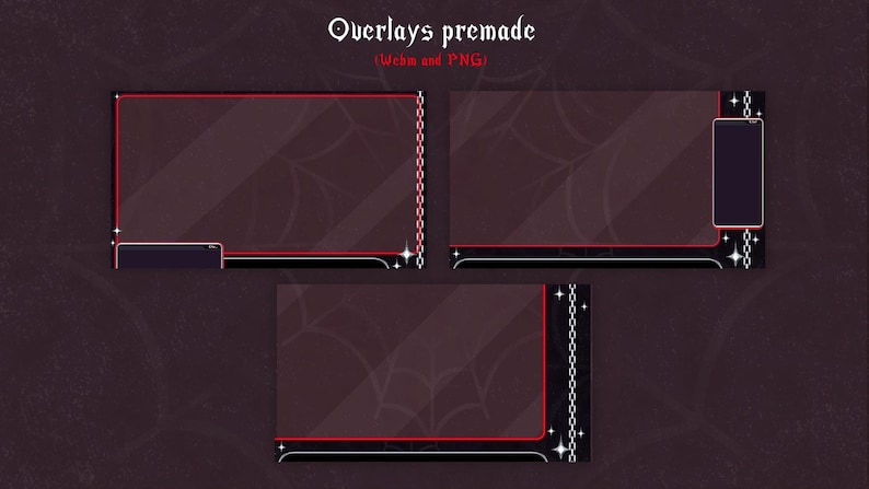 Full Package Y2k Simple Gothic Black Deep Red Animated Overlay, Spider ...