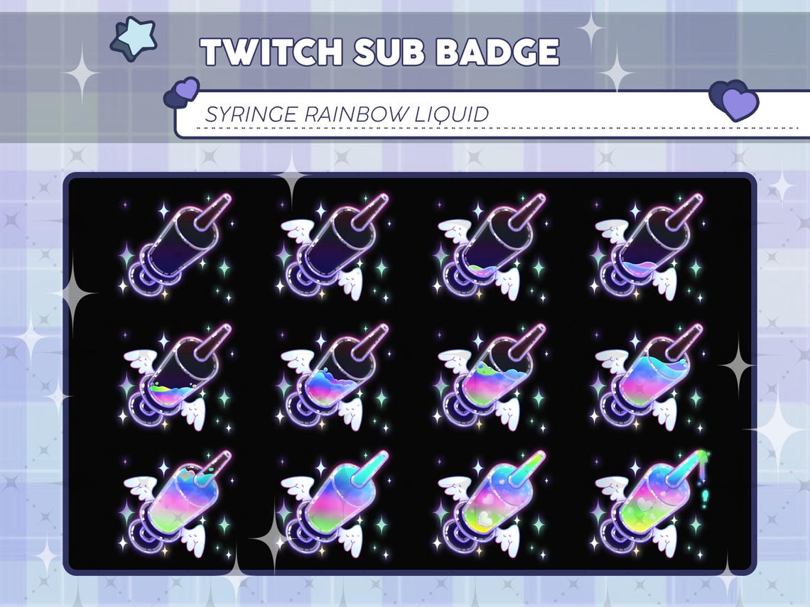 Rainbow Syringe Winged Sub Badges, Twitch Emotes (digital Download) - Etsy
