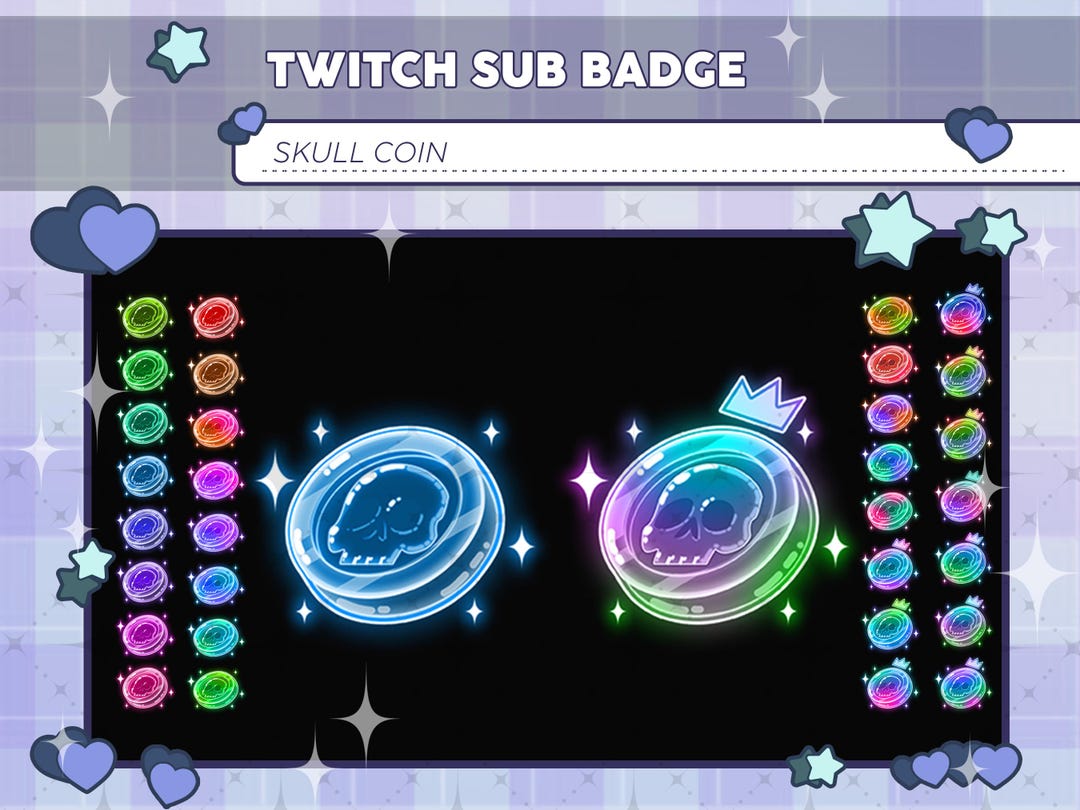 Colorful Liquid Skull Coin Sub Badges, Twitch Emotes (digital Download ...