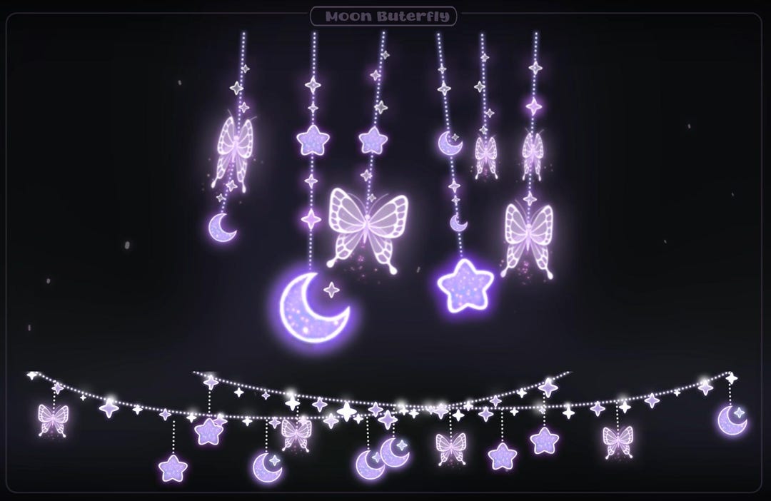 Animated Purple Butterfly Moon Light Chain Stream (WEBM) - Etsy