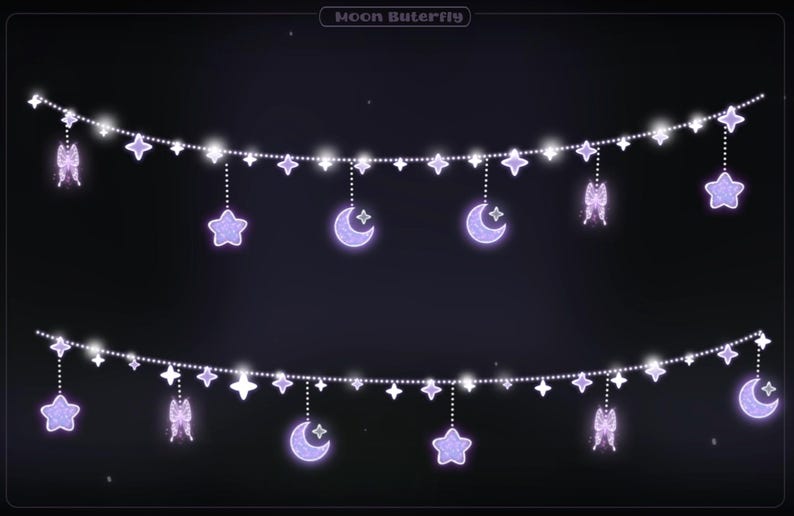 Animated Purple Butterfly Moon Light Chain Stream (WEBM) - Etsy