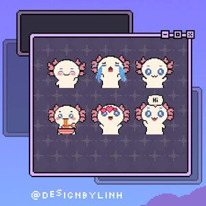 Cute Axolotl Pixel Art Animated Stream Emote, Anim Adorable Animal ...