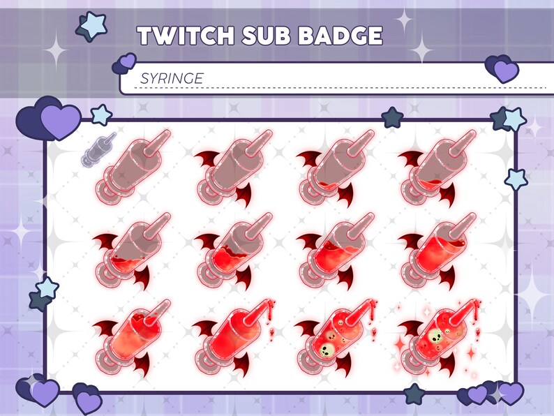 Red Bat Syringe Sub Badge, Toxic Skull Liquid Sub Badge, Vampire Sub ...