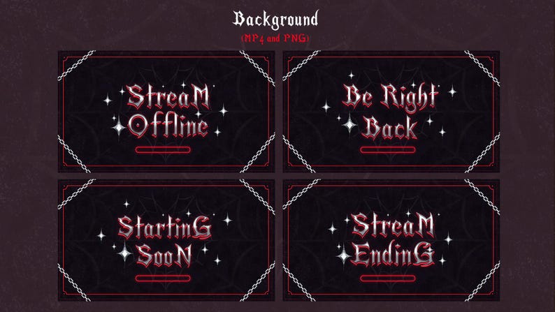 Full Package Y2k Simple Gothic Black Deep Red Animated Overlay, Spider ...