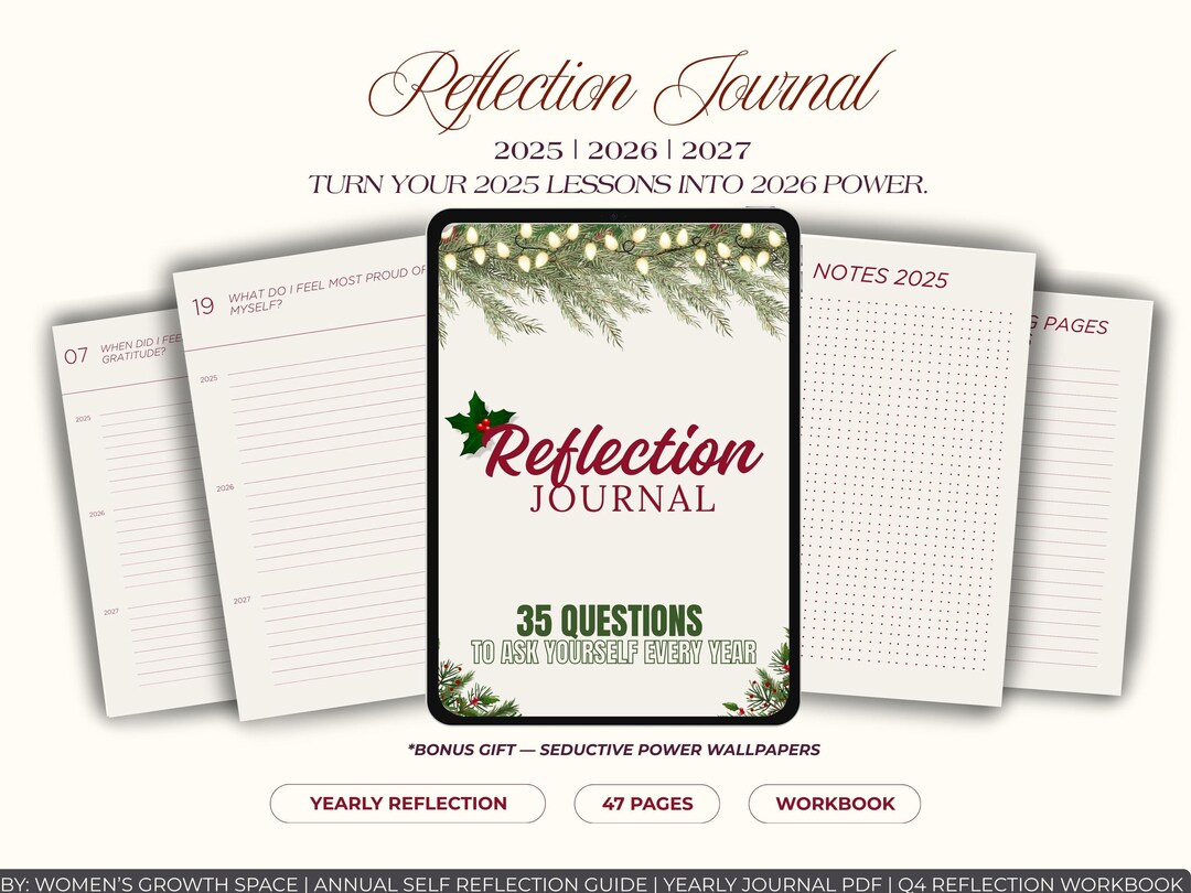Year-end Reflection Journal: Self-growth Prompts, New Year Reset (PDF ...