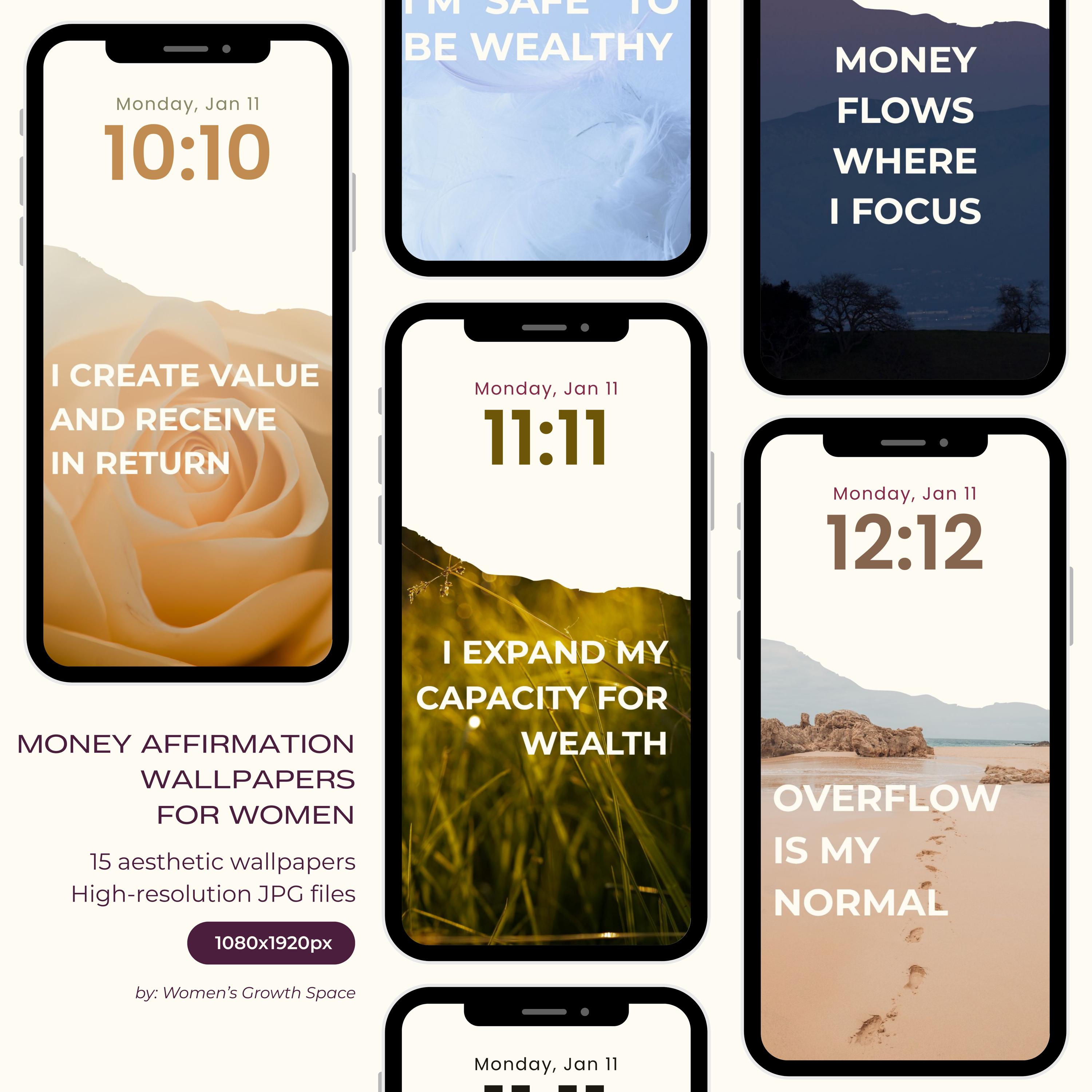 Money Affirmation Wallpapers for Women | Abundance Mindset Phone ...