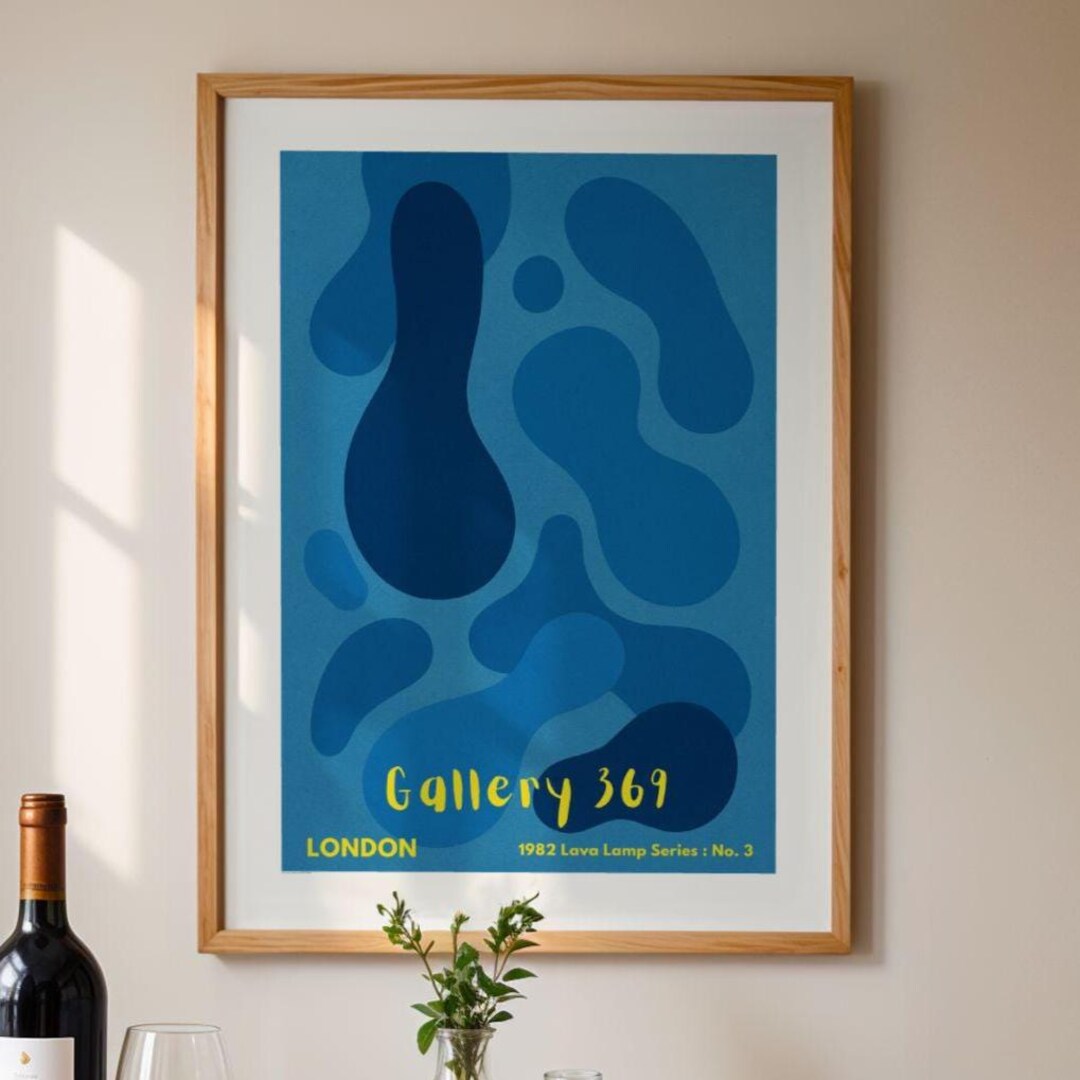 Lava Lamp Poster, Retro Blue Abstract Wall Art, 70' 80s Pop Art Print ...