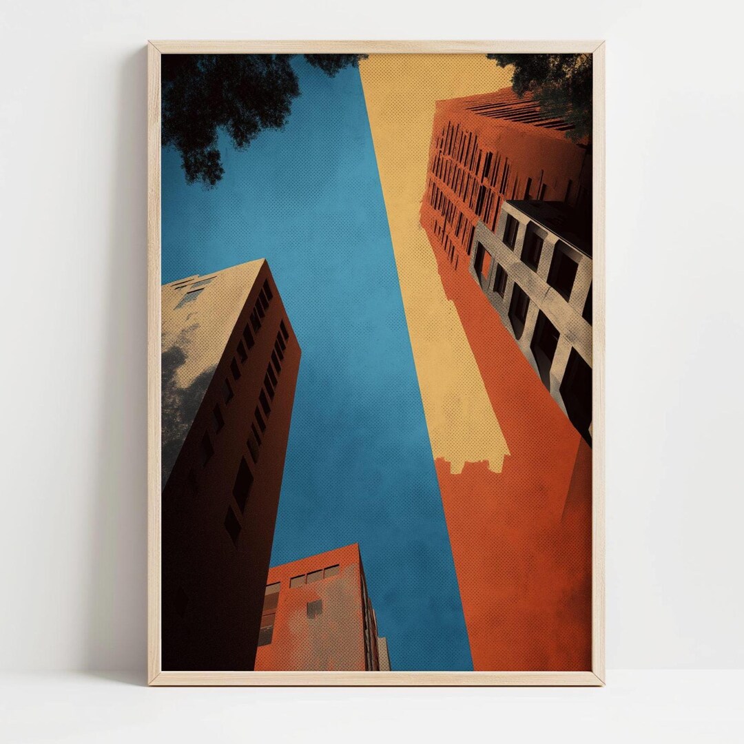 Urban Architecture Poster, Bold City Wall Art, Geometric Skyline Print ...