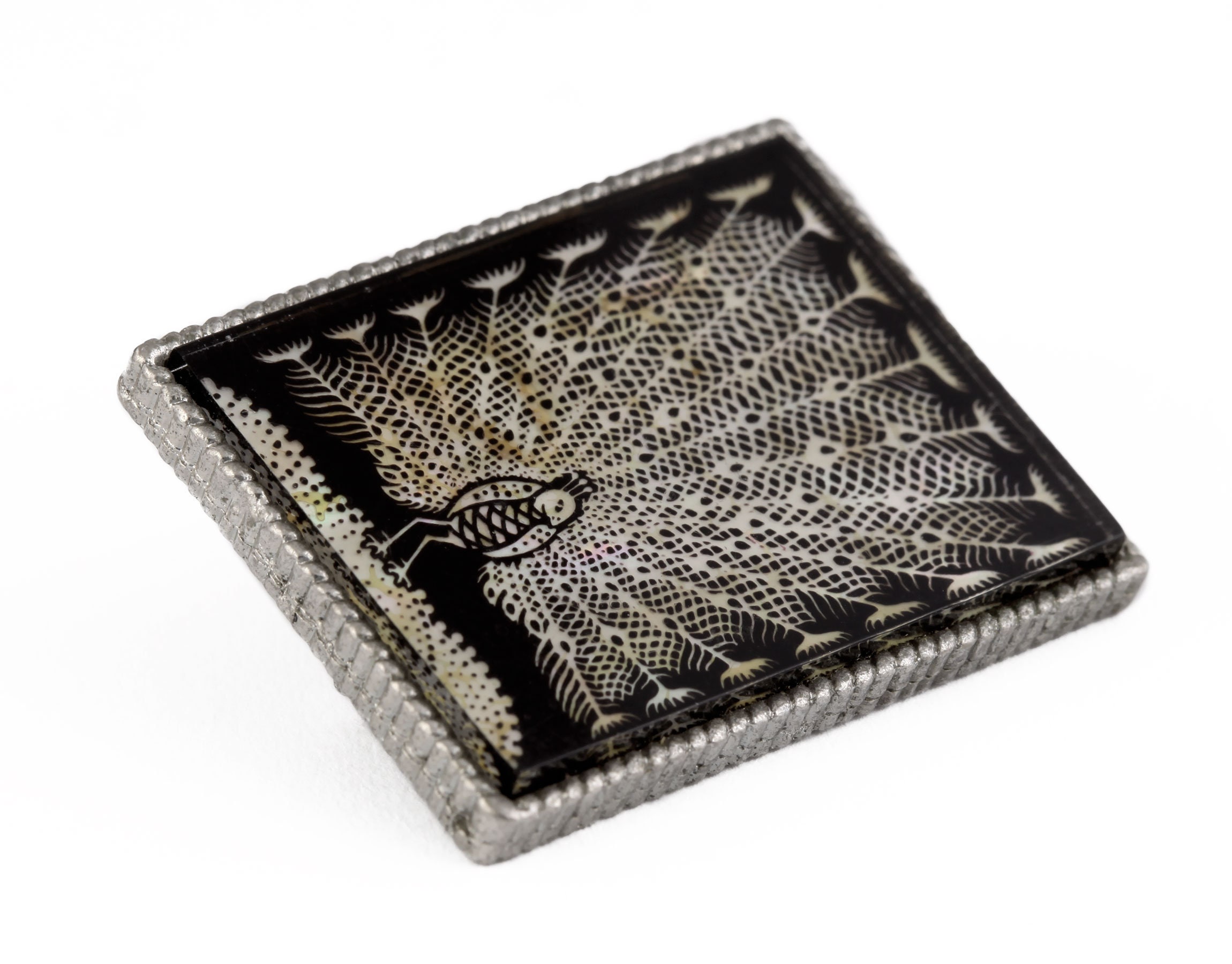 Vintage Japanese Brooch Pin Peacock Art With Iridescent Background ...