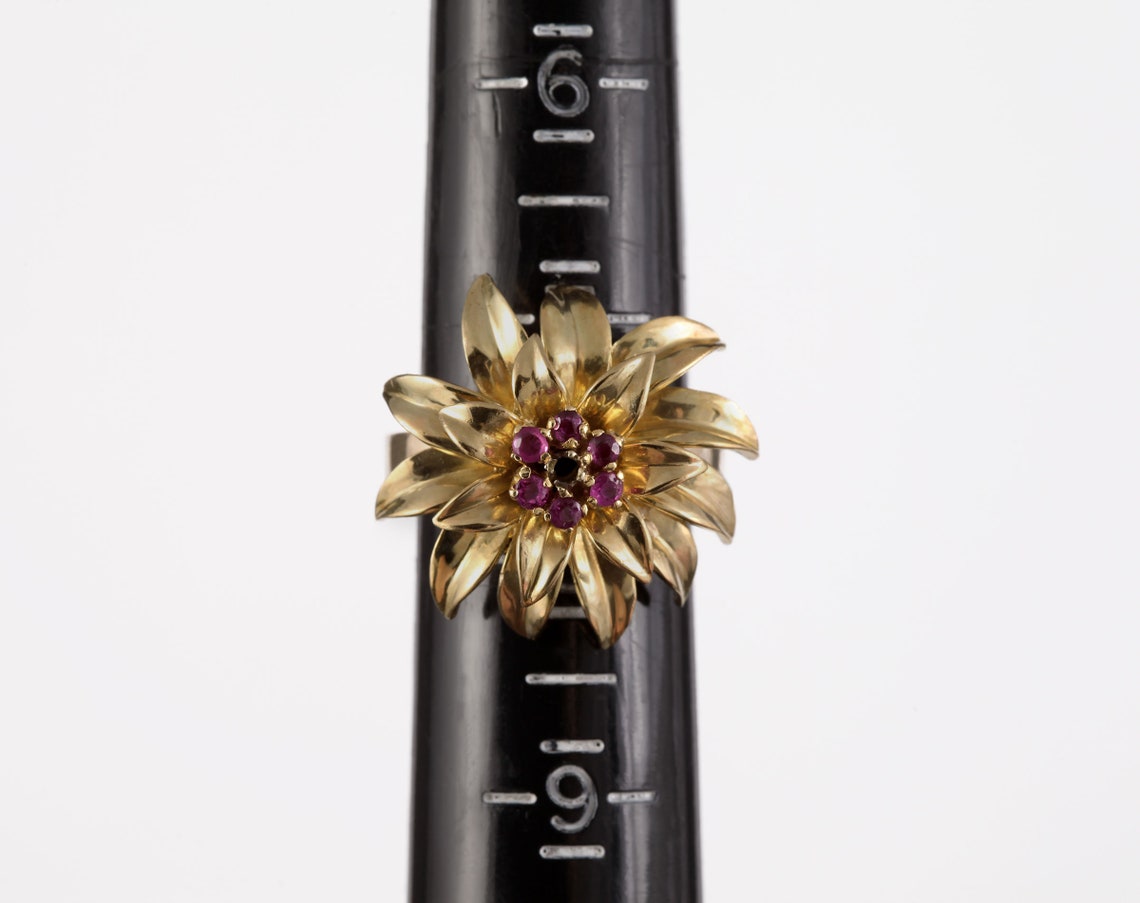 Vintage Tiffany & Co. Italy Flower Ring 18K and 14K Yellow - Etsy