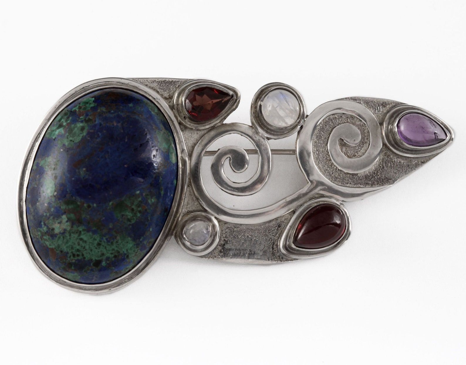 Vintage Signed Sajen Pendant Brooch Pin 925 Sterling Silver Multi Stone ...