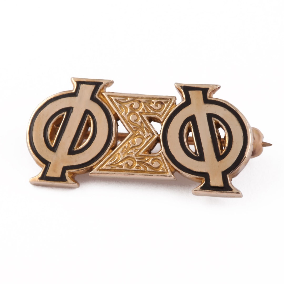 Vintage 10K Solid Yellow Gold Phi Sigma Phi Fraternity Pin Brooch Badge ...