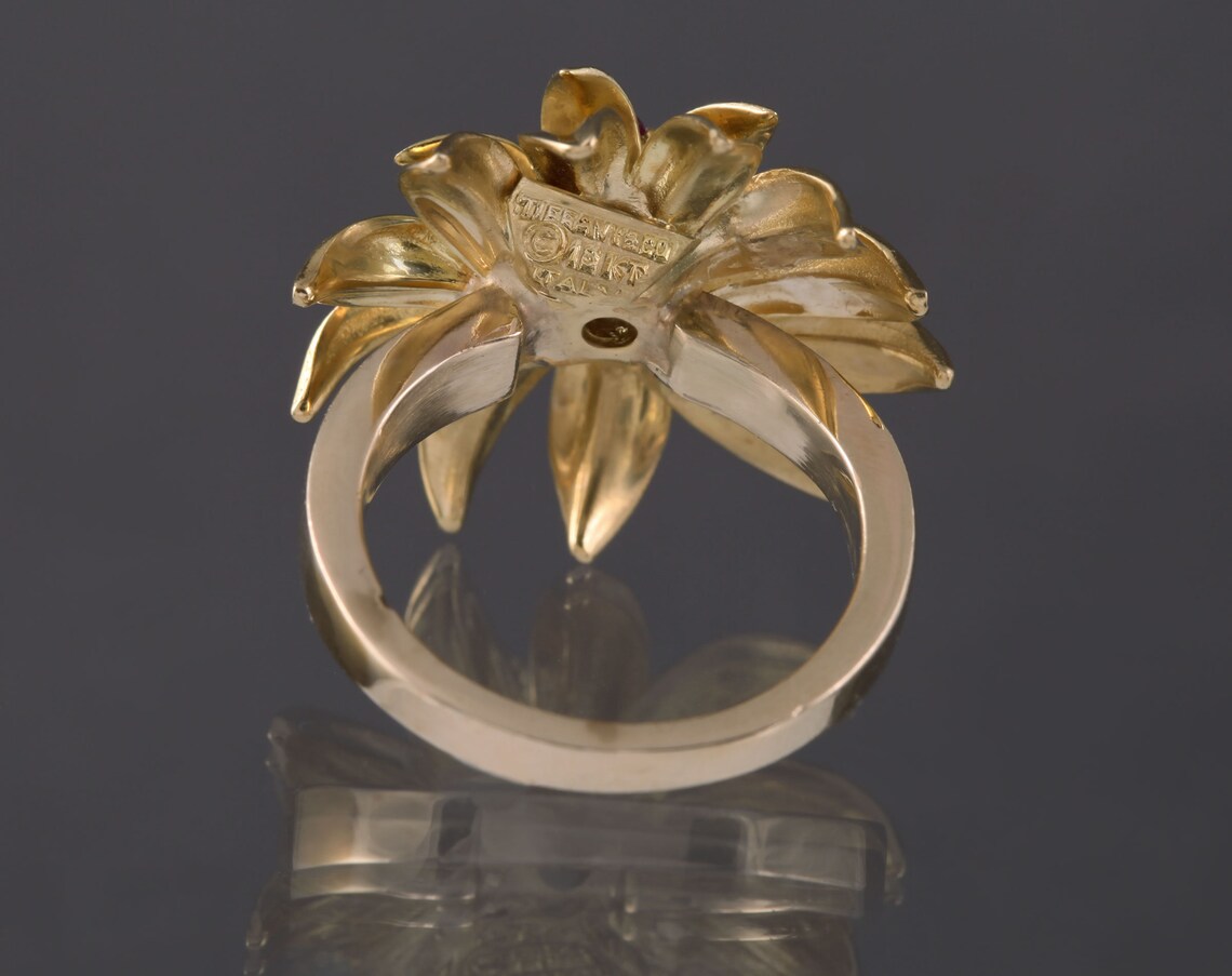 Vintage Tiffany & Co. Italy Flower Ring 18K and 14K Yellow - Etsy