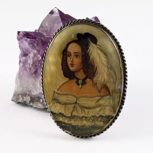 Vintage Hand Painted Russian Mother of Pearl Pin Brooch Retro Woman ...