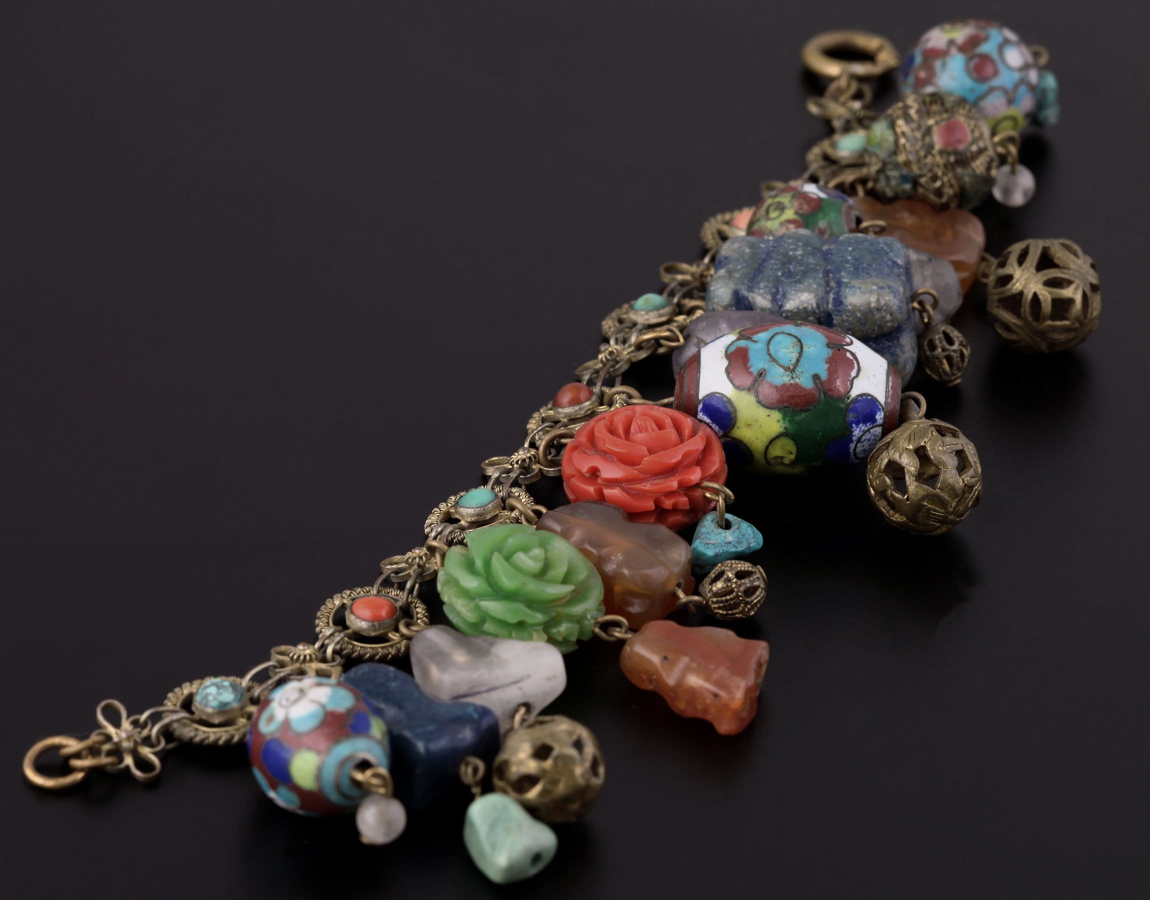 Antique Chinese Charm Bracelet Filigree Cloisonne Enamel Art - Etsy