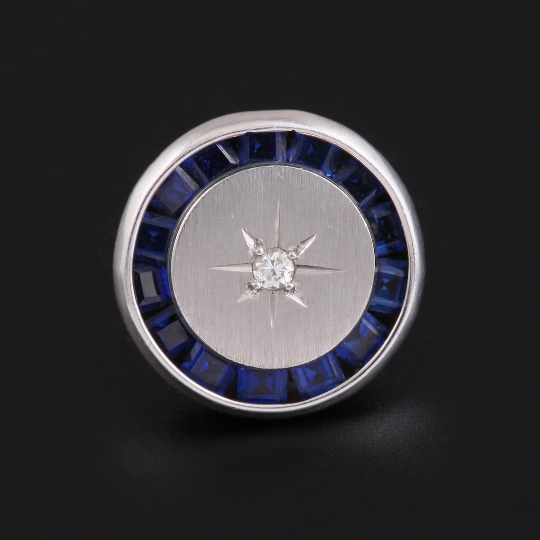 Vintage 14k Lucien Piccard Tie Tack Pin Solid White Gold Diamond and ...