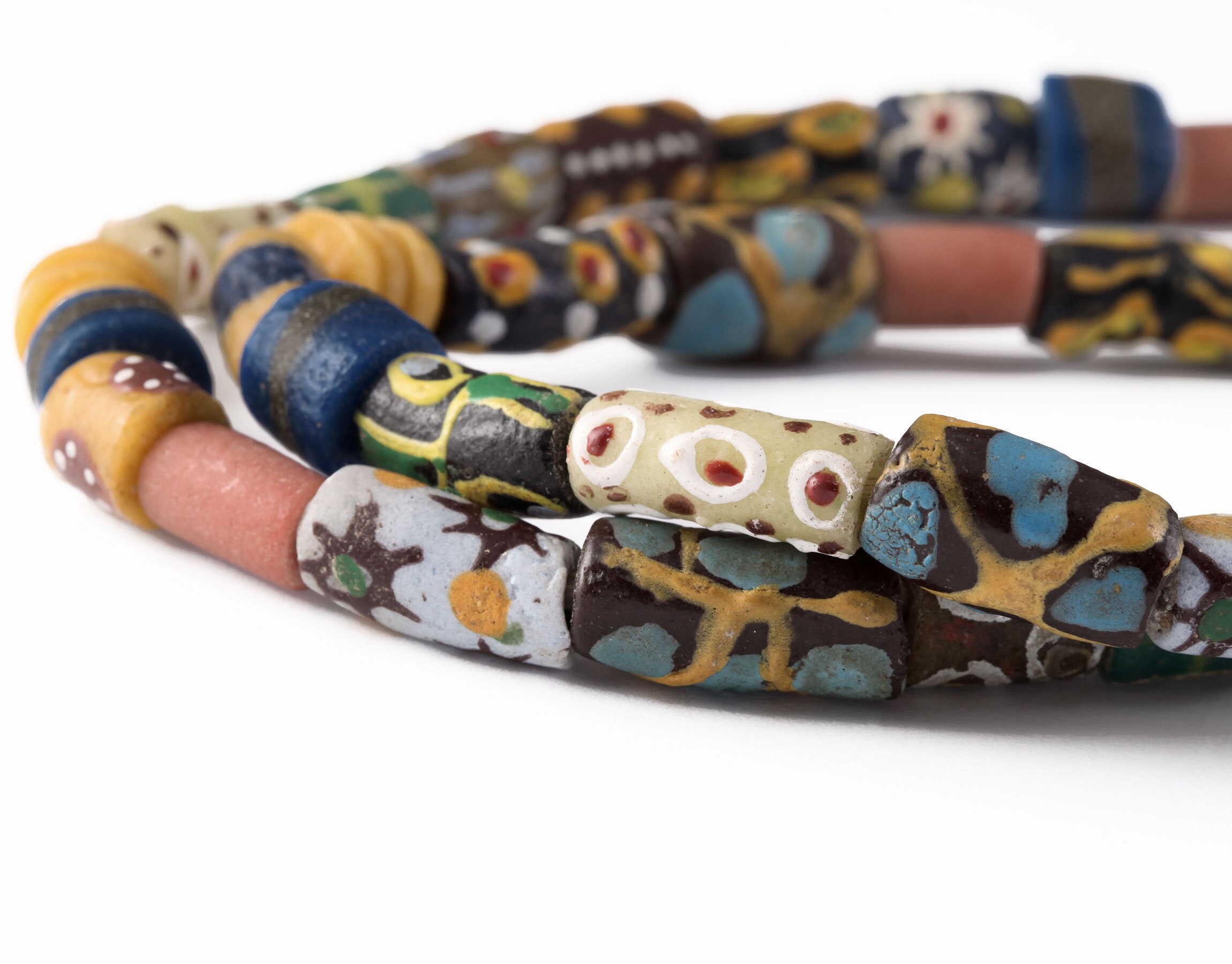 Vintage African Trade Beads Necklace Ghana Ghanaian Krobo Powder Glass ...
