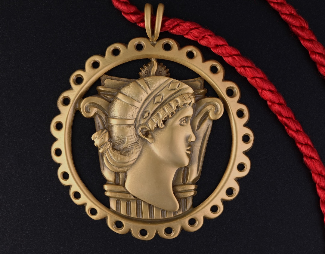 Vintage Greek or Roman Medallion Necklace Pendant on Red Cord - Etsy