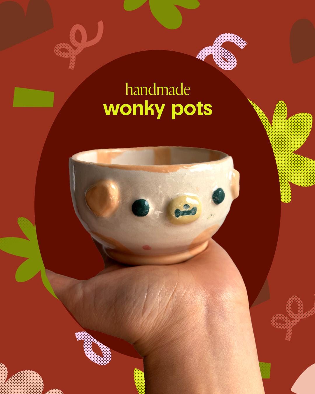 Handmade Ceramic Wonky Terracotta Puppy Yogurt Bowl #3, One and Only ...