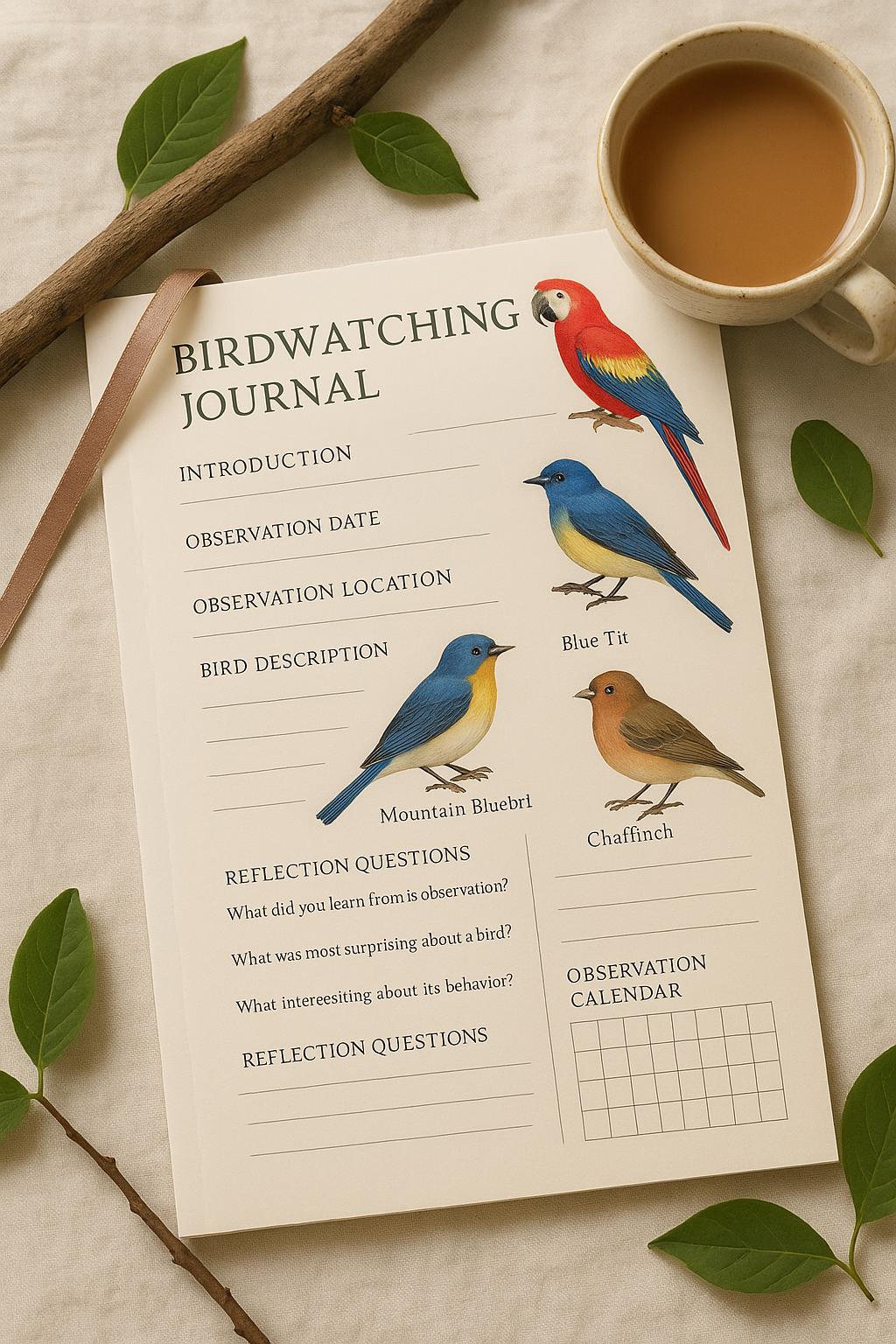 Printable Birdwatching Journal – Nature Observation PDF + Bonus Bird ...