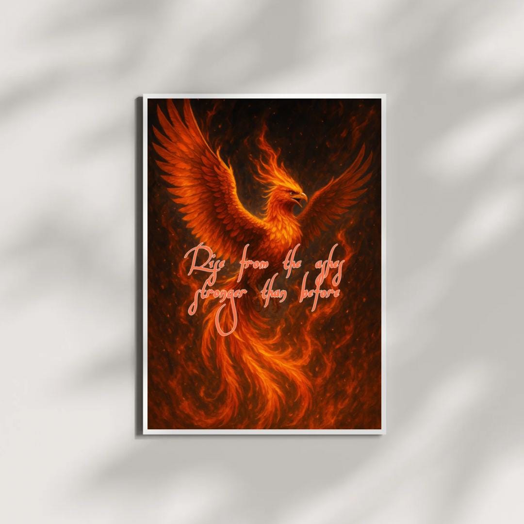 Phoenix Rising Poster - Motivational Wall Art - Inspirational Printable ...