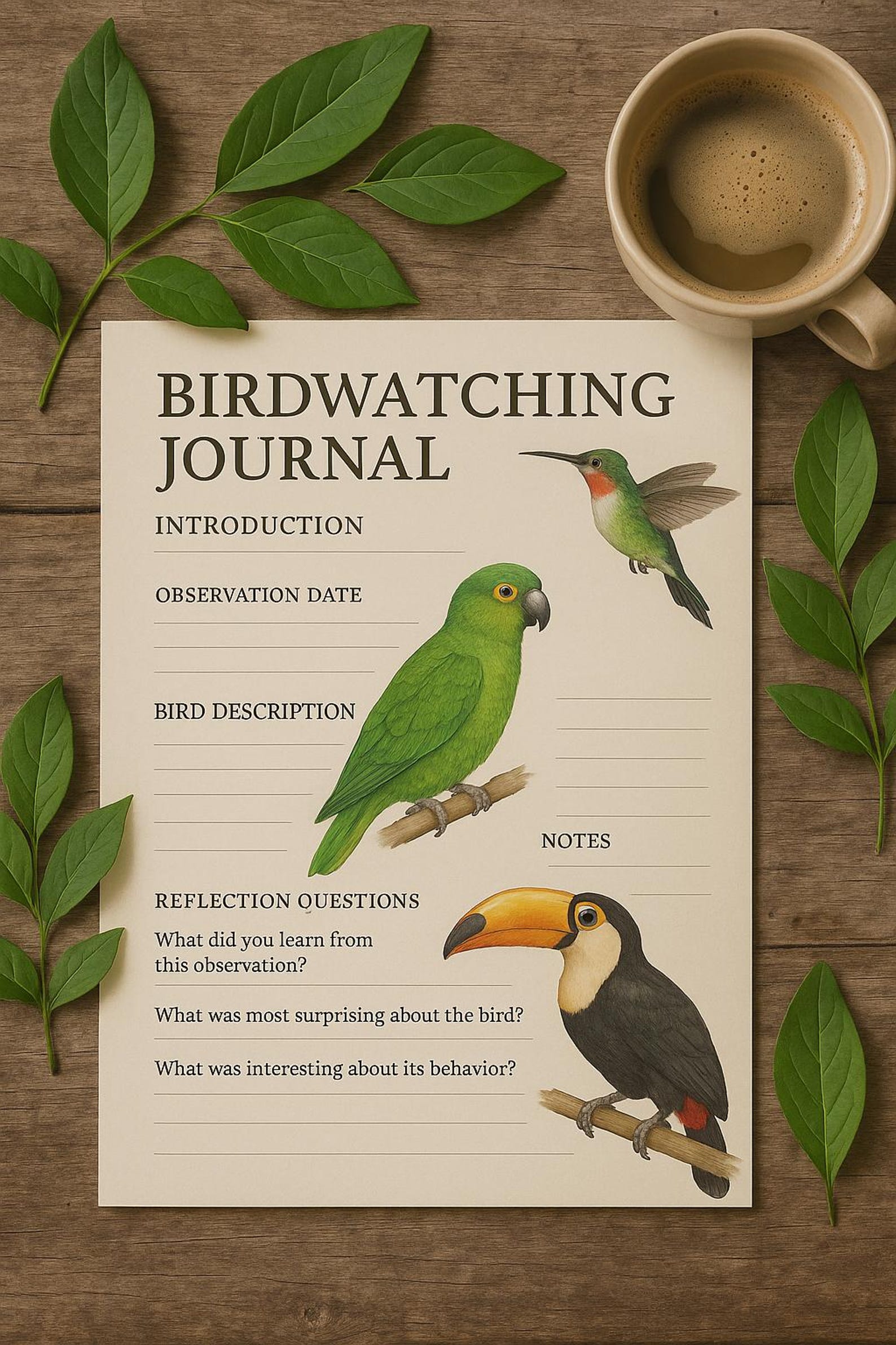 Printable Birdwatching Journal – Nature Observation PDF + Bonus Bird ...
