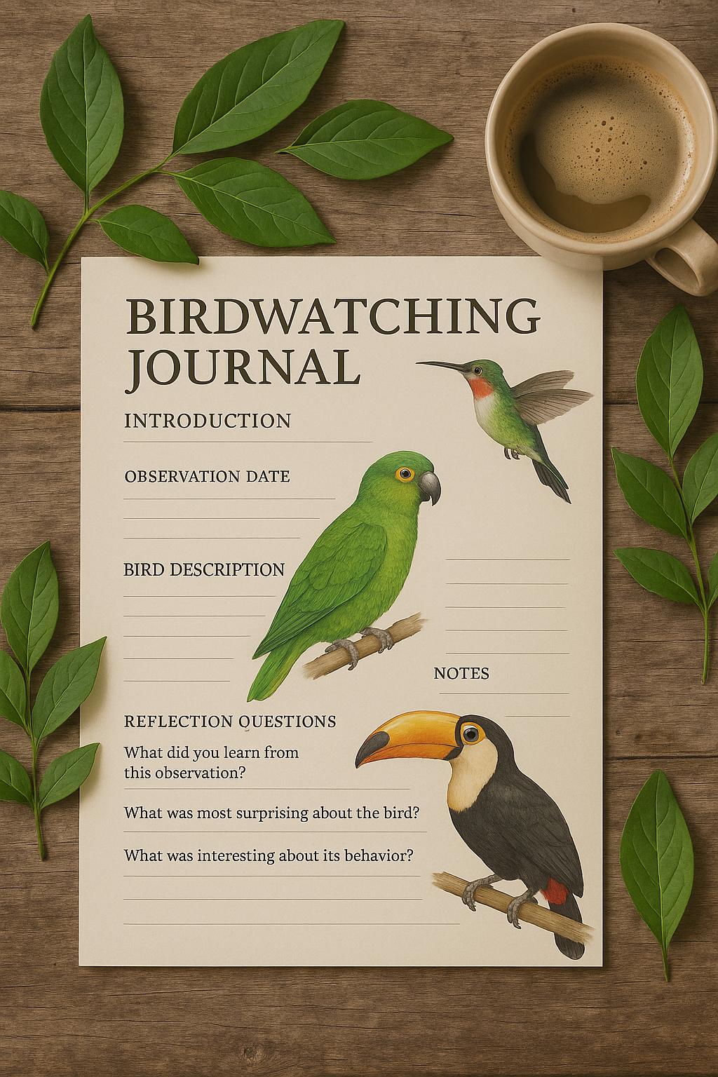 Printable Birdwatching Journal - Nature Observation PDF With Bird ...
